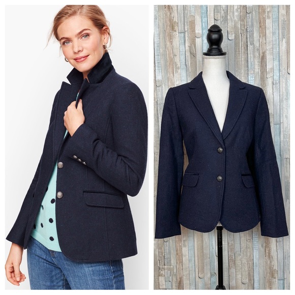 Talbots | Jackets & Coats | New Talbots 8 Classic Navy Shetland Wool ...